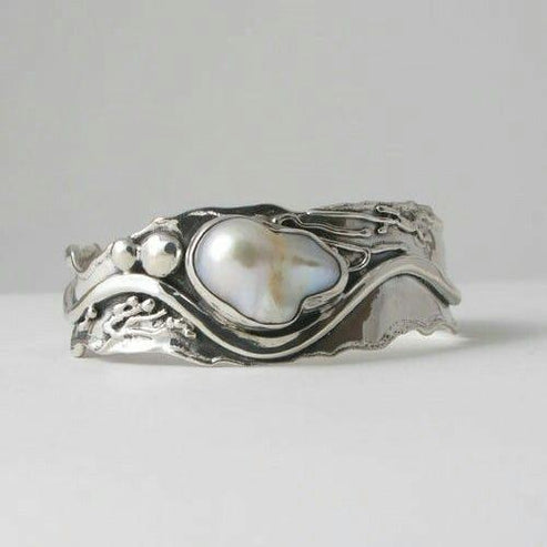 Vintage White Stone SIlver Wavy Ring – KatieLucy