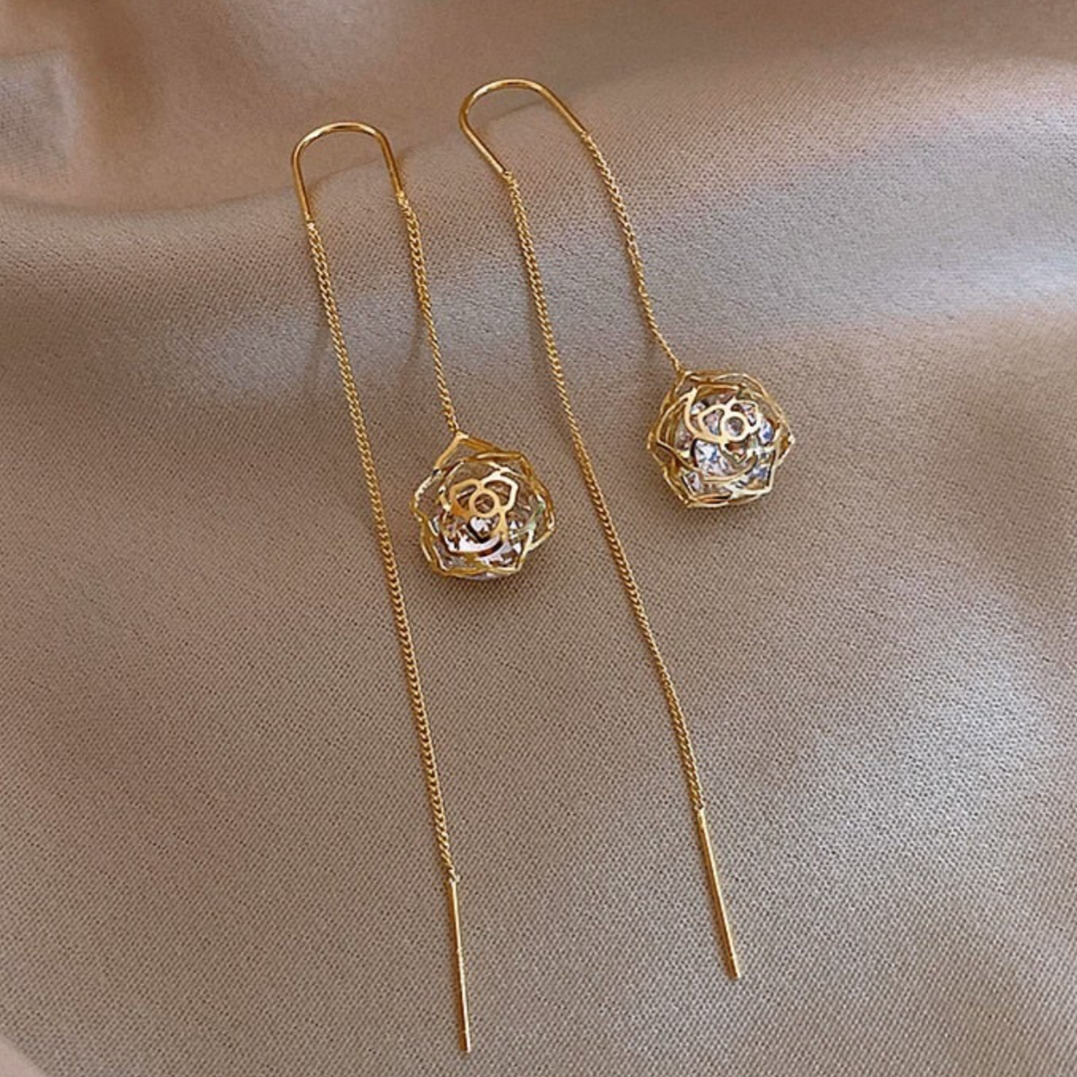 Dangling Sphere Earrings in Gold – KatieLucy