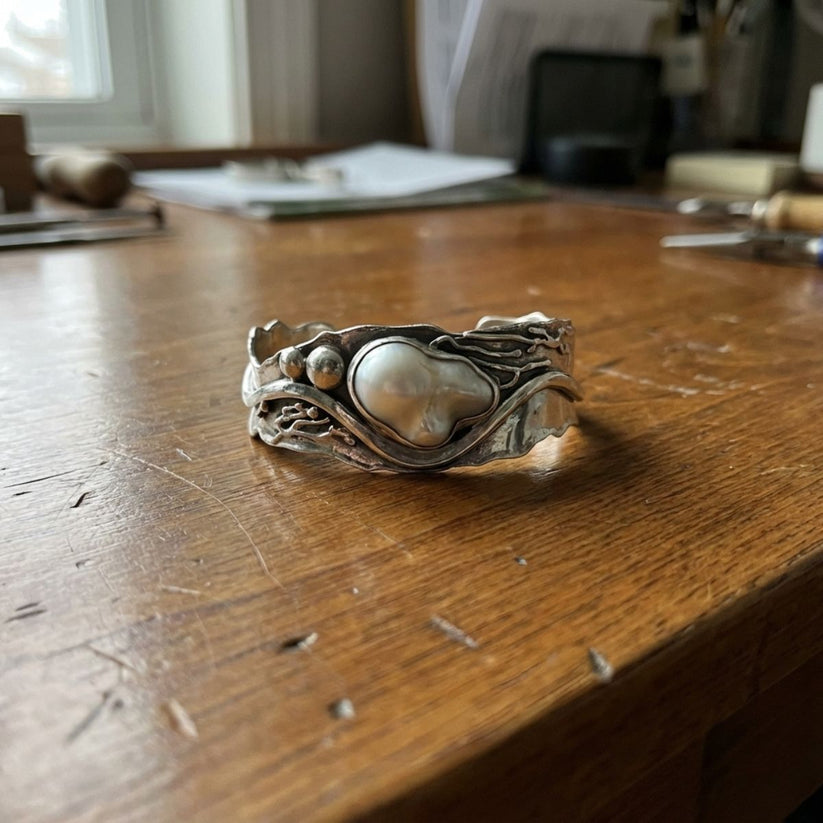 Vintage White Stone SIlver Wavy Ring – KatieLucy